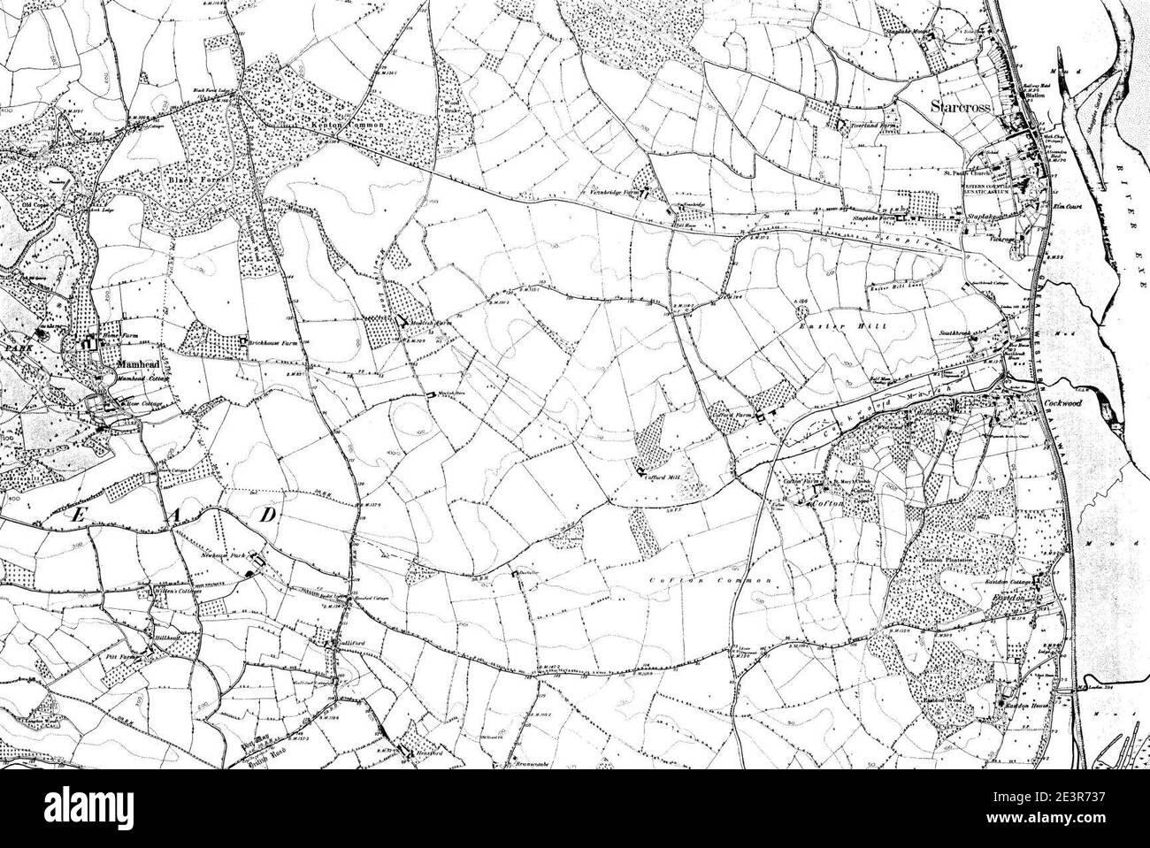 Map of Devon OS Map name 102-NE, Ordnance Survey, 1862-1898 Stock Photo ...
