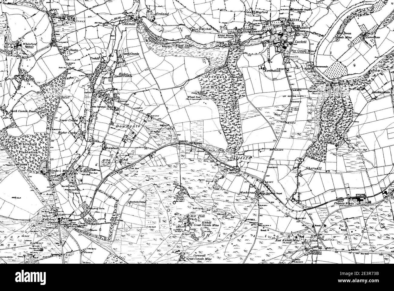 Map of Devon OS Map name 104-SE, Ordnance Survey, 1862-1898 Stock Photo ...