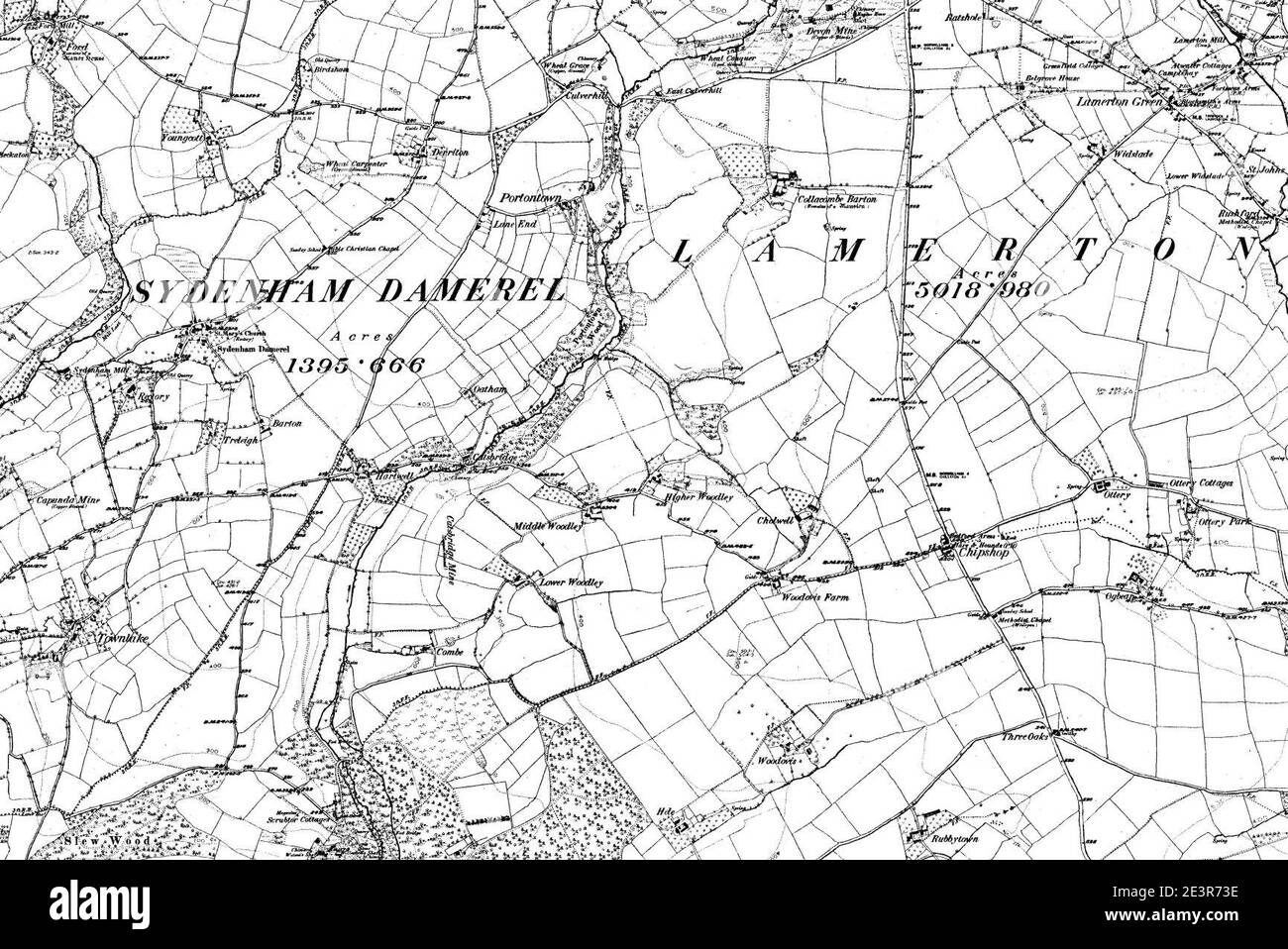 Map of Devon OS Map name 105-NW, Ordnance Survey, 1862-1898 Stock Photo ...