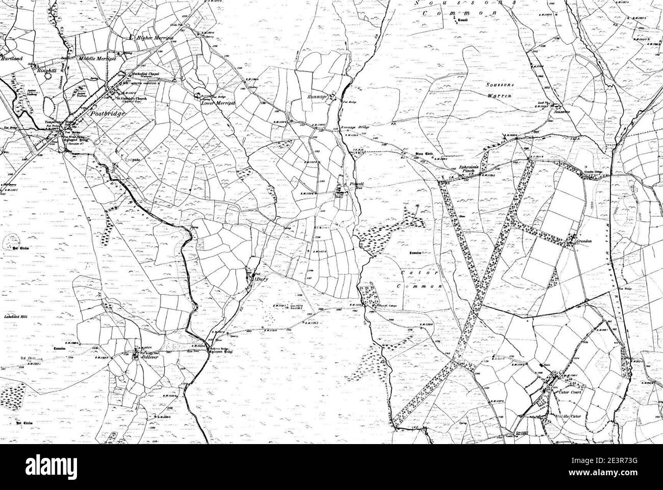 Map of Devon OS Map name 099-SE, Ordnance Survey, 1862-1898 Stock Photo ...