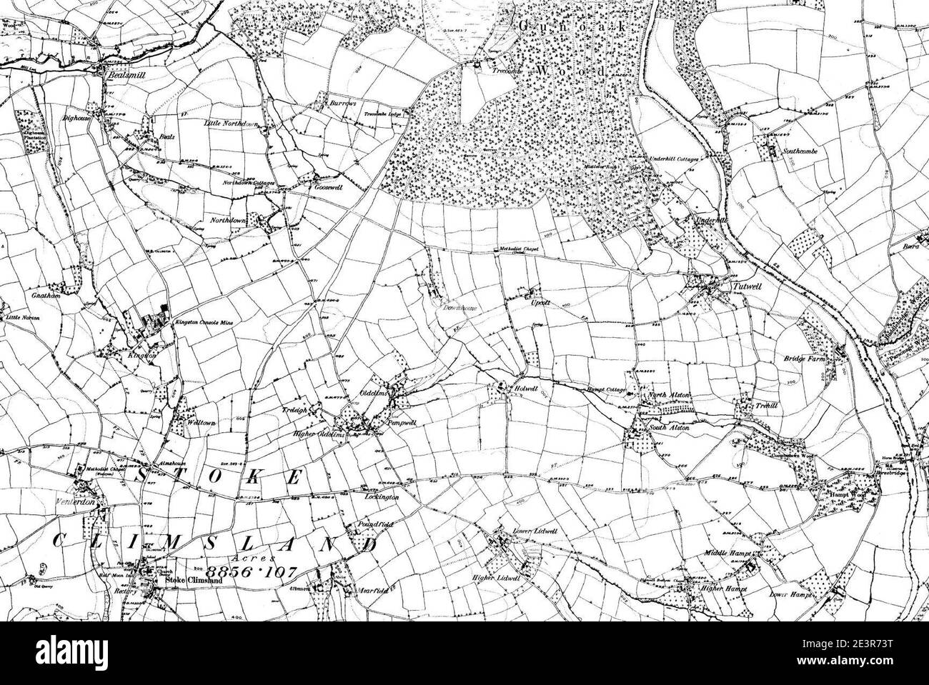 Map of Devon OS Map name 104-NE, Ordnance Survey, 1862-1898 Stock Photo ...