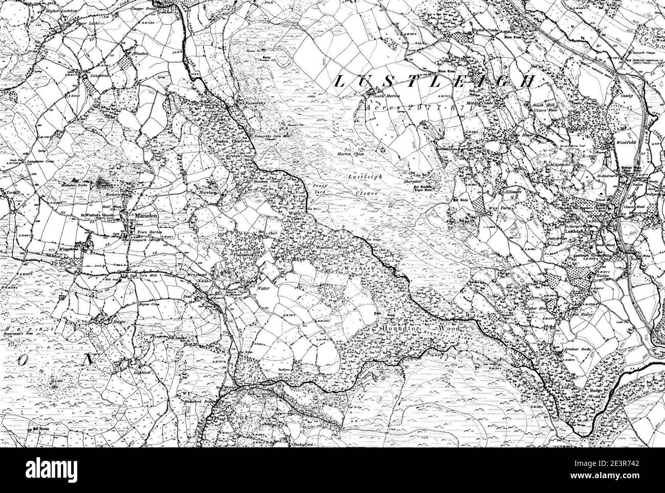 Map of Devon OS Map name 100-NE, Ordnance Survey, 1862-1898 Stock Photo ...