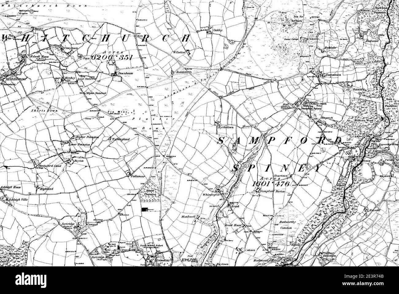 Map of Devon OS Map name 106-SW, Ordnance Survey, 1862-1898 Stock Photo ...