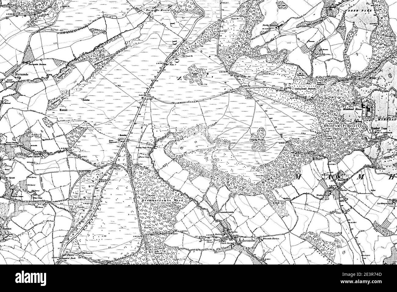 Map of Devon OS Map name 102-NW, Ordnance Survey, 1862-1898 Stock Photo ...