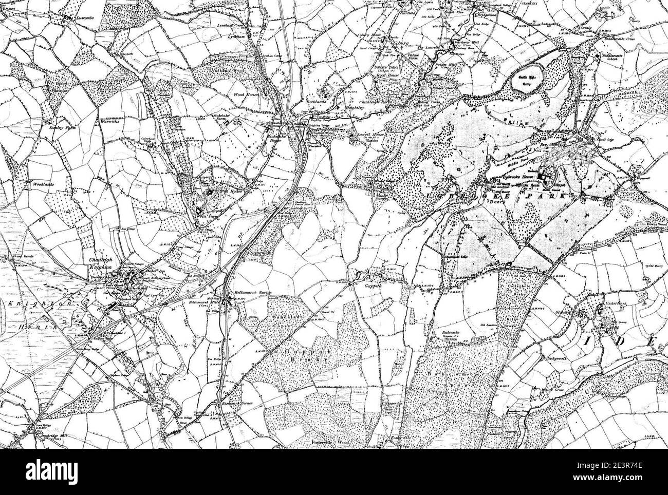 Map of Devon OS Map name 101-SE, Ordnance Survey, 1862-1898 Stock Photo ...