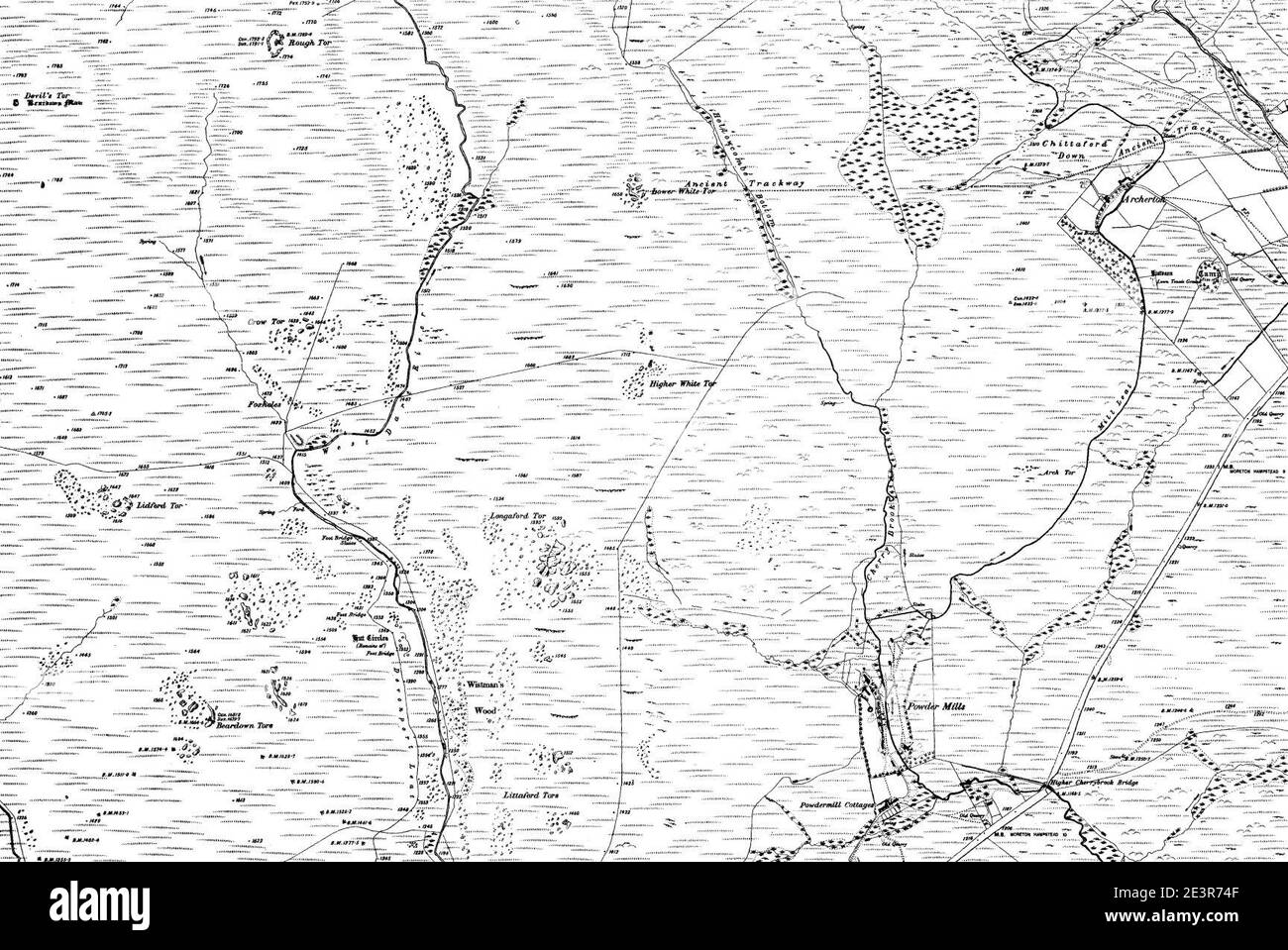 Map of Devon OS Map name 099-SW, Ordnance Survey, 1862-1898 Stock Photo ...