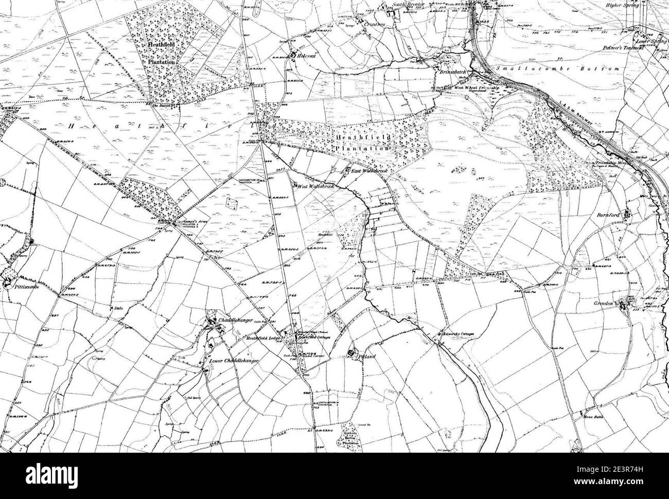 Map of Devon OS Map name 097-SE, Ordnance Survey, 1862-1898 Stock Photo ...