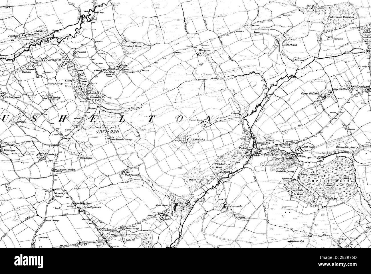 Map of Devon OS Map name 087-NE, Ordnance Survey, 1862-1898 Stock Photo ...