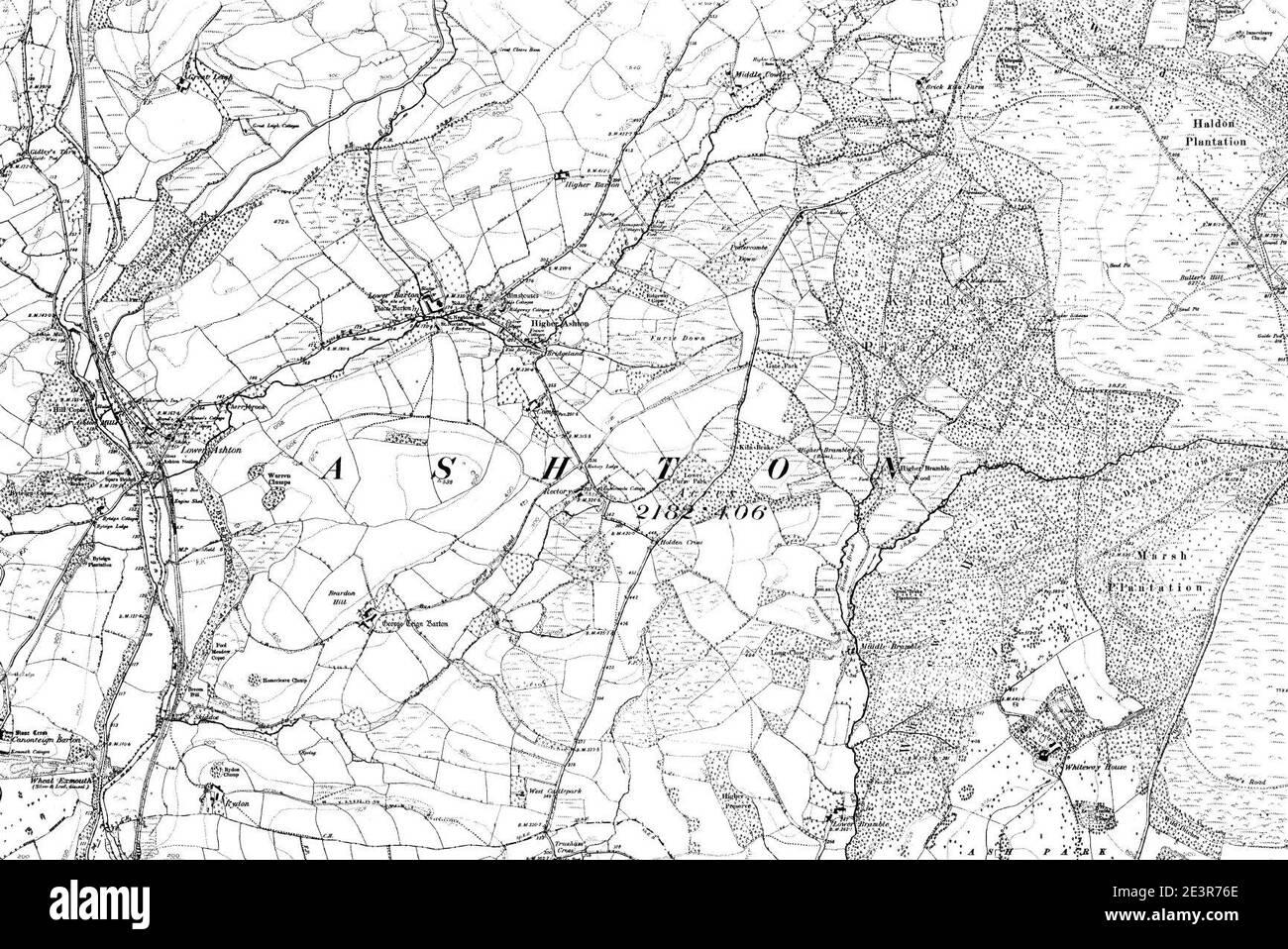 Map of Devon OS Map name 091-SE, Ordnance Survey, 1862-1898 Stock Photo ...