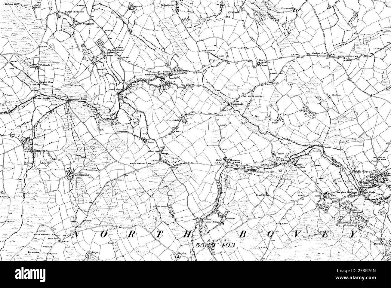 Map of Devon OS Map name 090-SW, Ordnance Survey, 1862-1898 Stock Photo ...