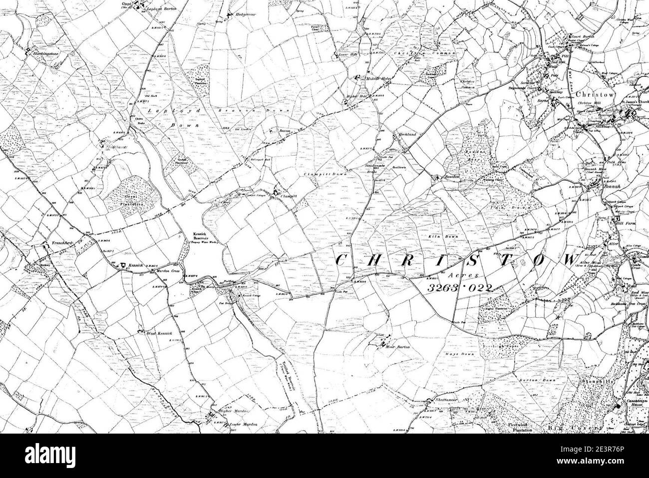 Map of Devon OS Map name 091-SW, Ordnance Survey, 1862-1898 Stock Photo ...