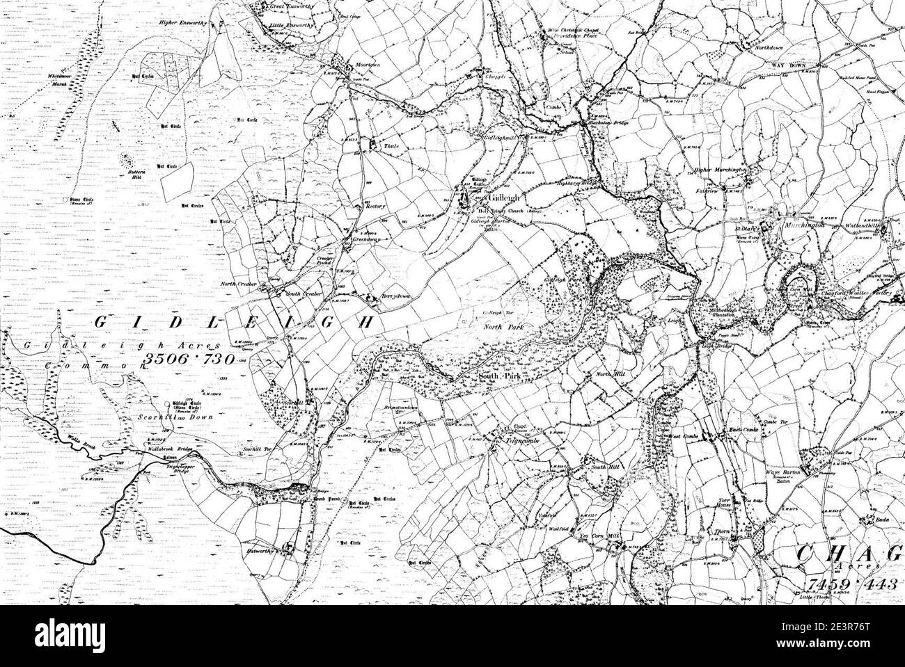Map of Devon OS Map name 089-NE, Ordnance Survey, 1862-1898 Stock Photo ...