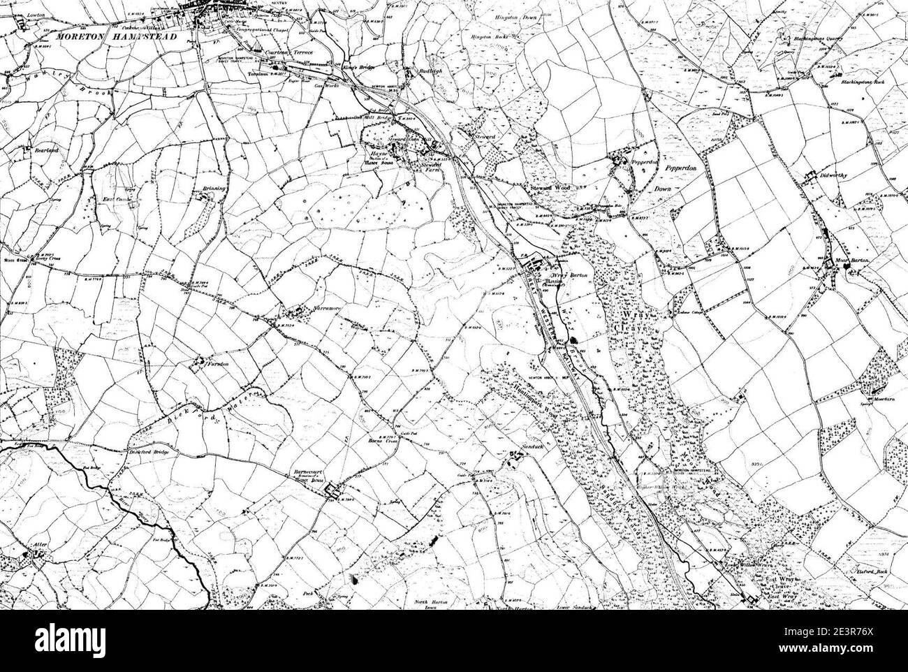 Map of Devon OS Map name 090-SE, Ordnance Survey, 1862-1898 Stock Photo ...