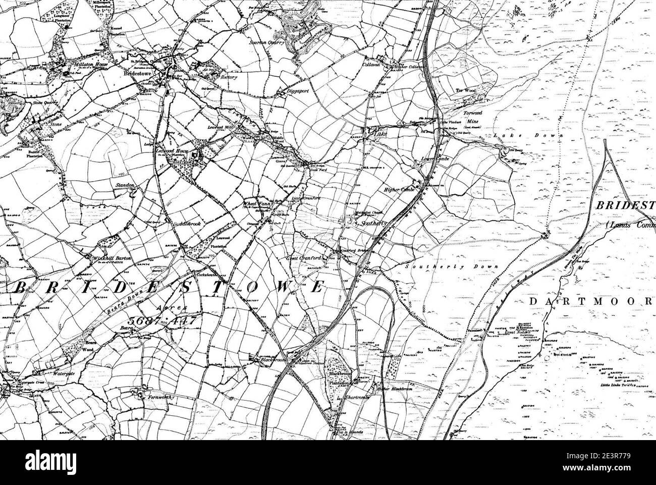 Map of Devon OS Map name 088-NW, Ordnance Survey, 1862-1898 Stock Photo ...