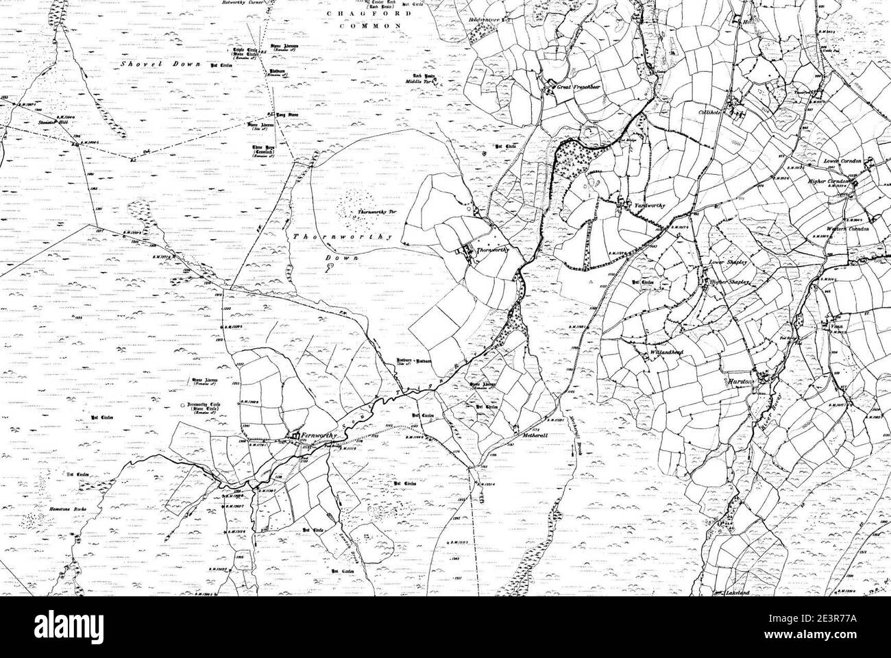 Map of Devon OS Map name 089-SE, Ordnance Survey, 1862-1898 Stock Photo ...