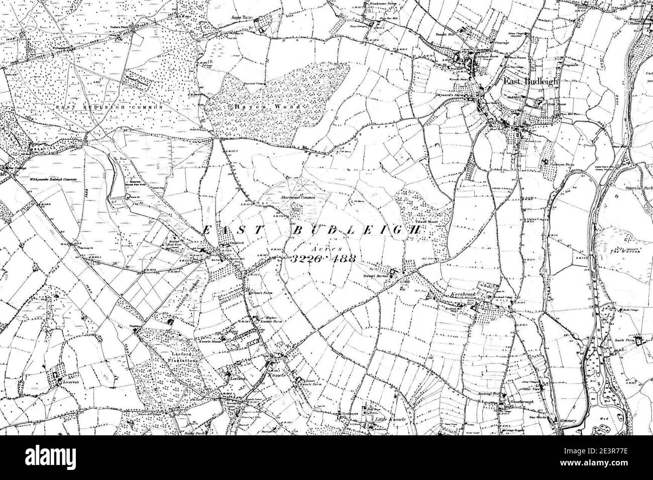 Map of Devon OS Map name 093-SE, Ordnance Survey, 1862-1898 Stock Photo ...