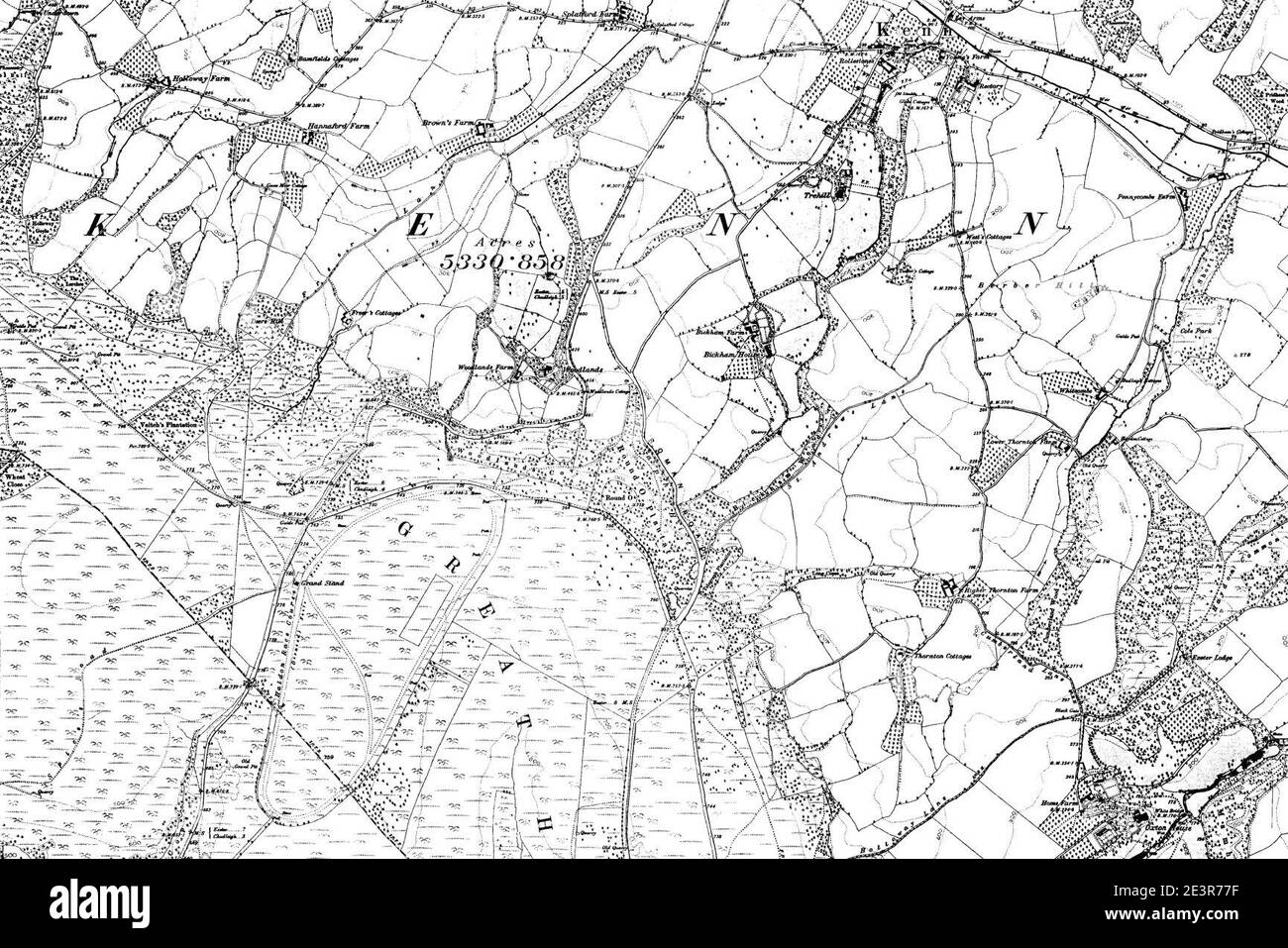 Map of Devon OS Map name 092-SW, Ordnance Survey, 1862-1898 Stock Photo ...