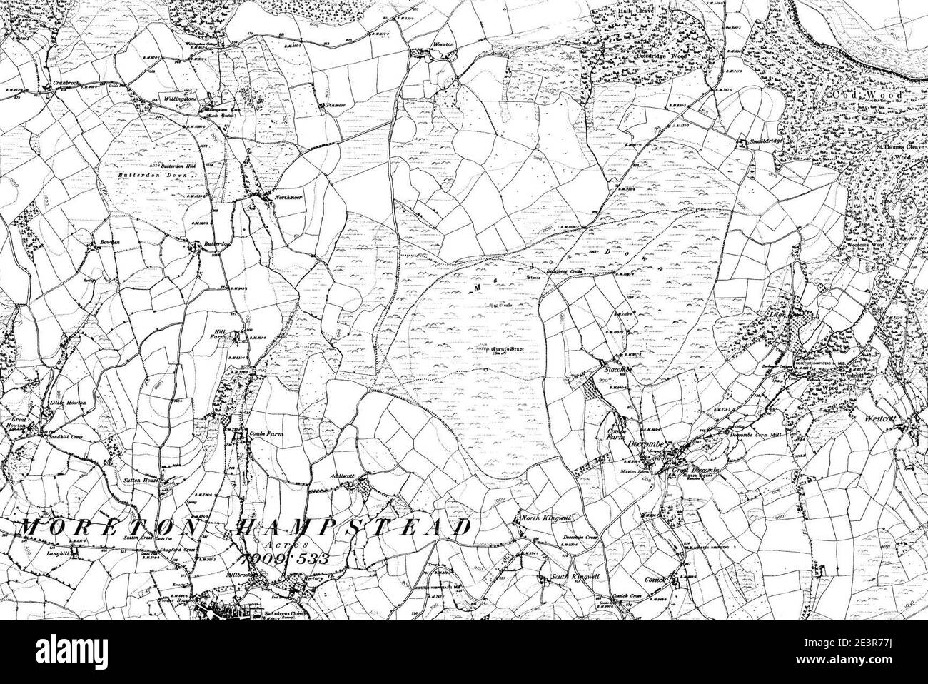 Map of Devon OS Map name 090-NE, Ordnance Survey, 1862-1898 Stock Photo ...