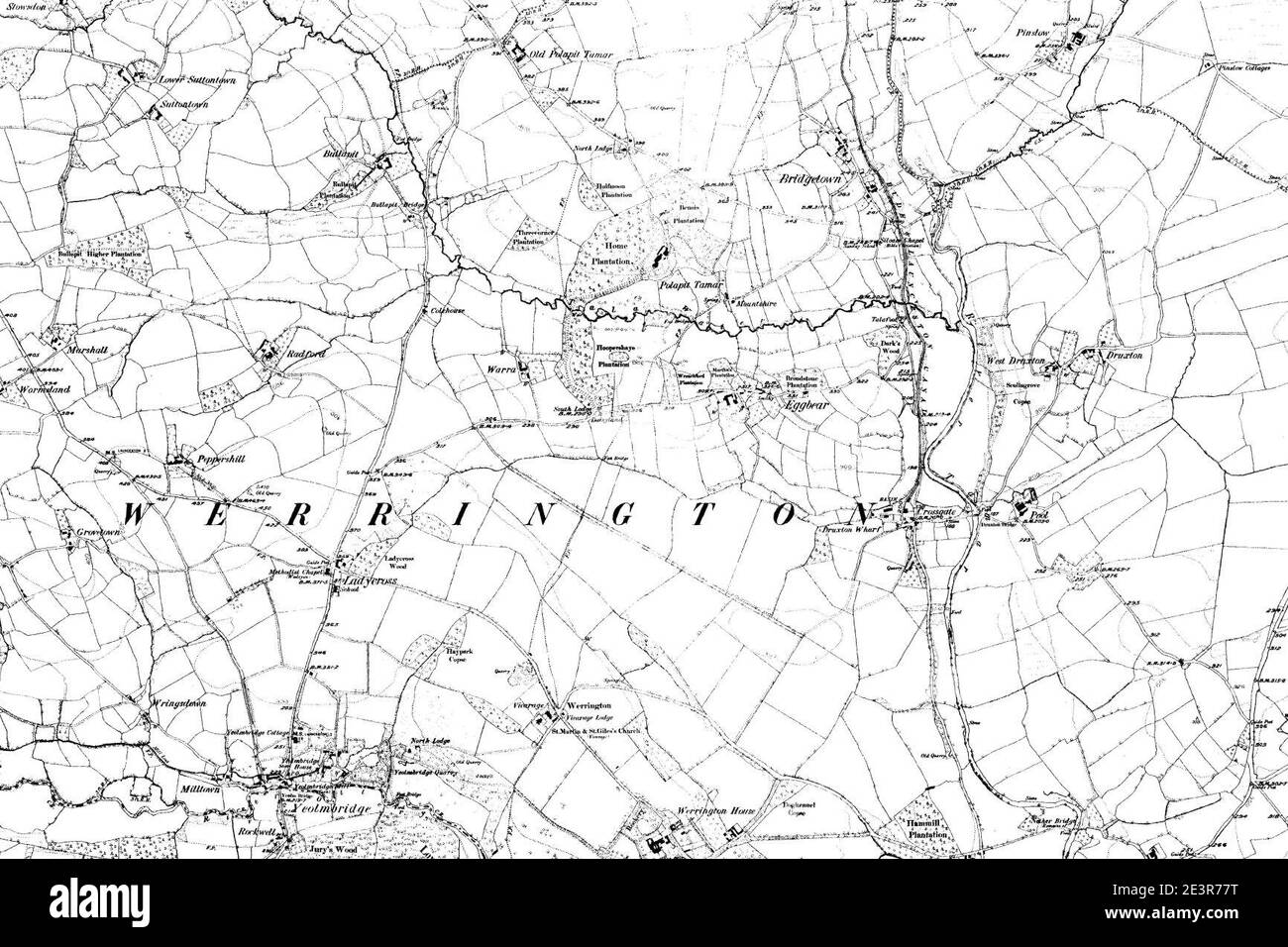 Map of Devon OS Map name 086-NW, Ordnance Survey, 1862-1898 Stock Photo ...