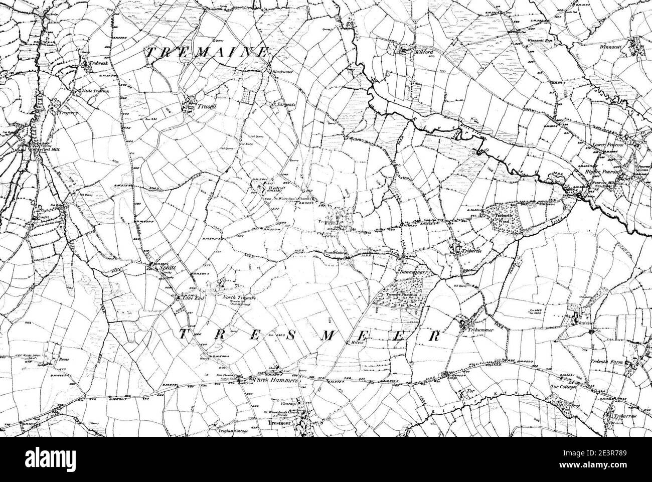 Map of Devon OS Map name 085-NW, Ordnance Survey, 1862-1898 Stock Photo ...