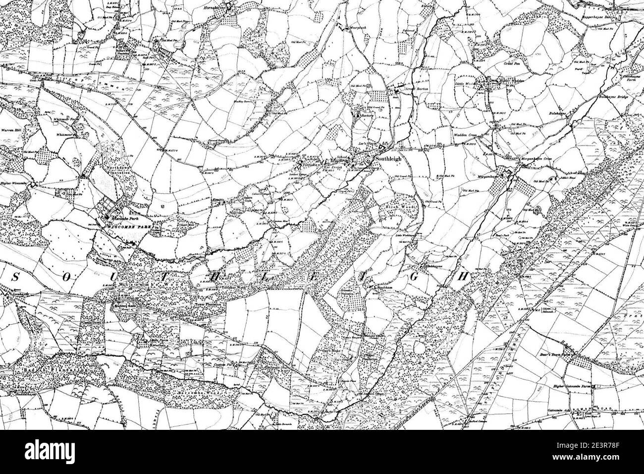 Map of Devon OS Map name 083-NW, Ordnance Survey, 1862-1898 Stock Photo ...