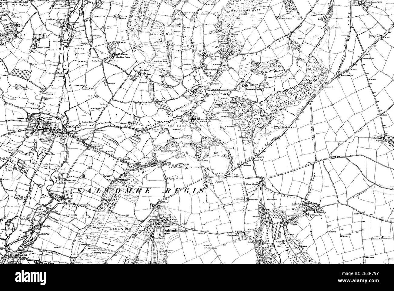 Map of Devon OS Map name 082-SE, Ordnance Survey, 1862-1898 Stock Photo ...