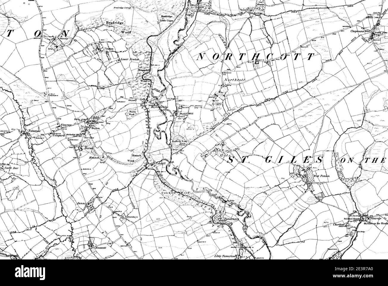 Map of Devon OS Map name 074-SW, Ordnance Survey, 1862-1898 Stock Photo ...