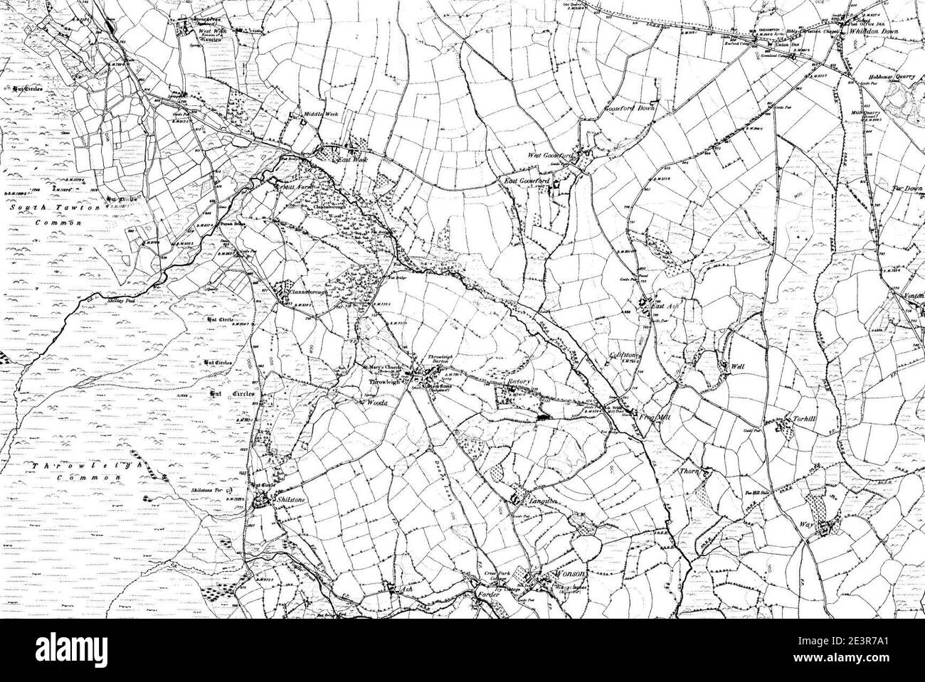 Map of Devon OS Map name 077-SE, Ordnance Survey, 1862-1898 Stock Photo ...