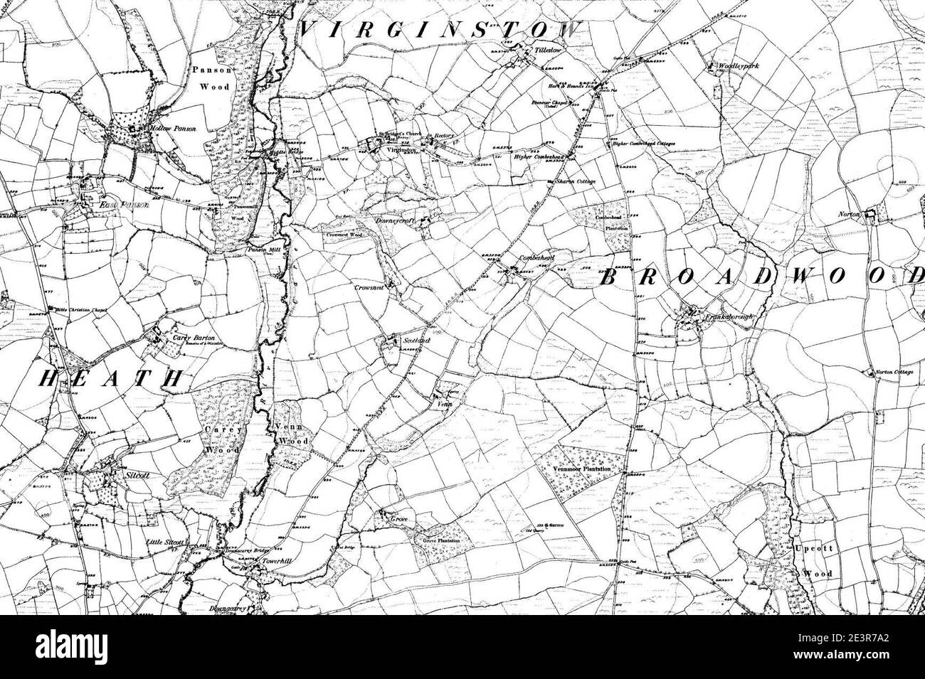 Map of Devon OS Map name 074-SE, Ordnance Survey, 1862-1898 Stock Photo ...