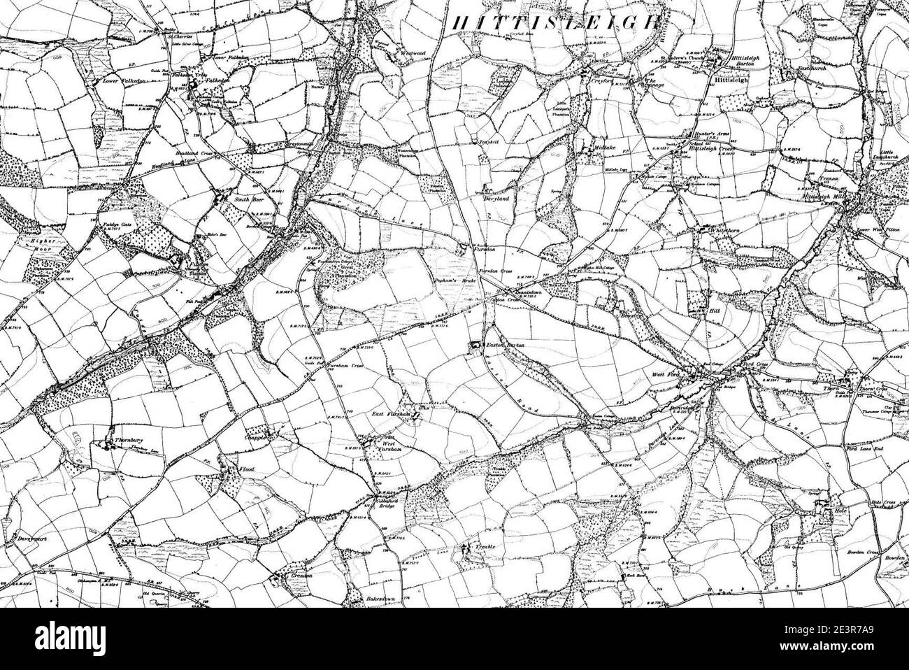 Map of Devon OS Map name 078-NW, Ordnance Survey, 1862-1898 Stock Photo ...