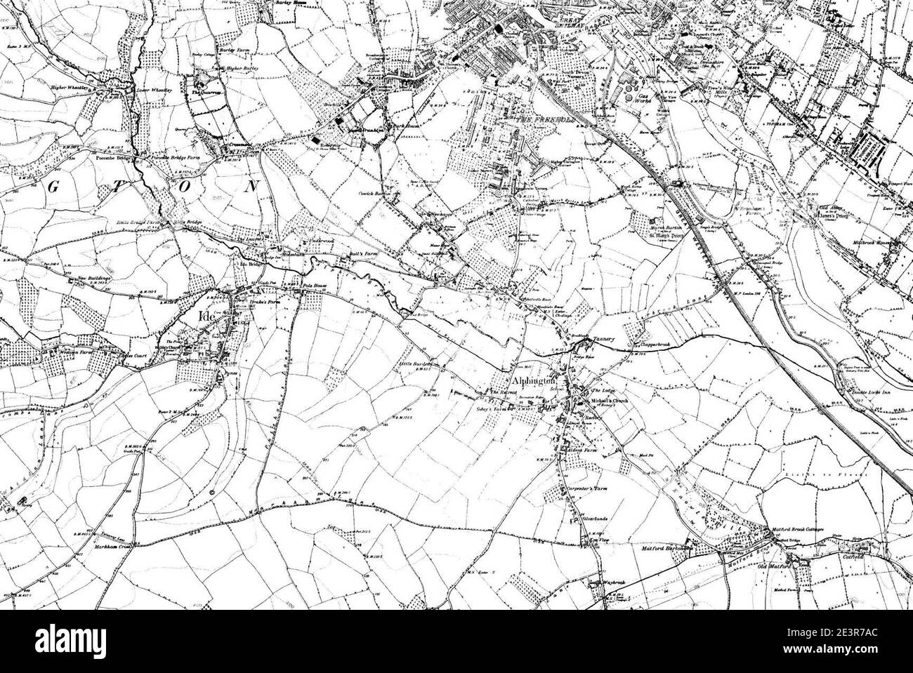 Map of Devon OS Map name 080-SW, Ordnance Survey, 1862-1898 Stock Photo ...