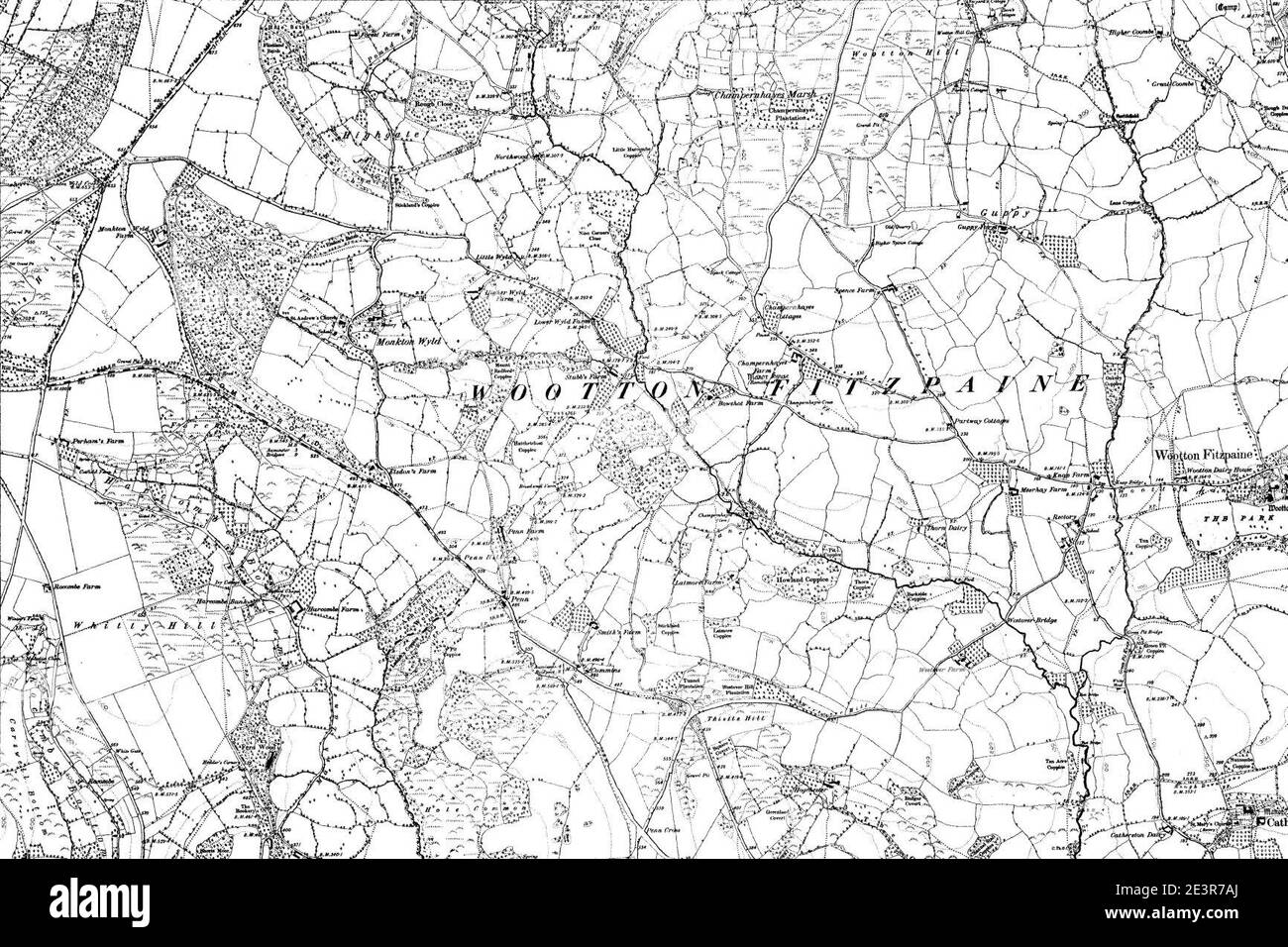 Map of Devon OS Map name 072-SE, Ordnance Survey, 1862-1898 Stock Photo ...