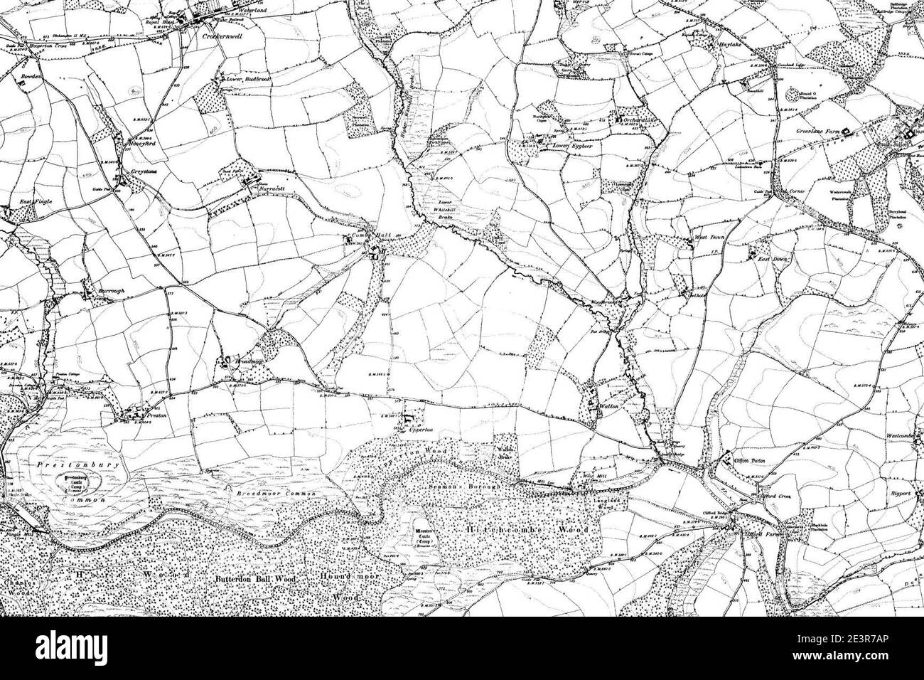 Map of Devon OS Map name 078-SE, Ordnance Survey, 1862-1898 Stock Photo ...
