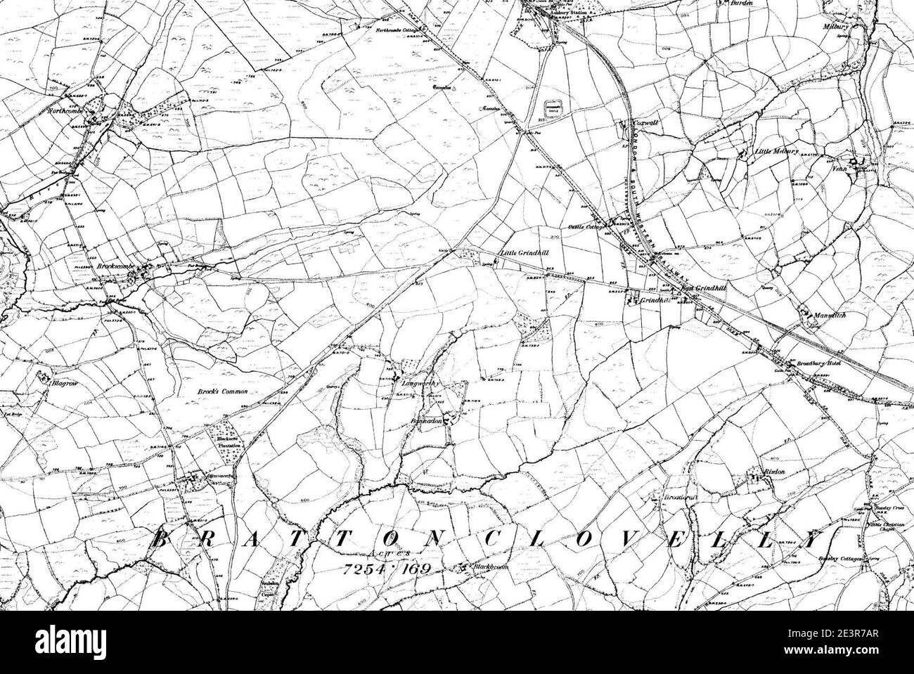 Map of Devon OS Map name 075-NE, Ordnance Survey, 1862-1898 Stock Photo ...