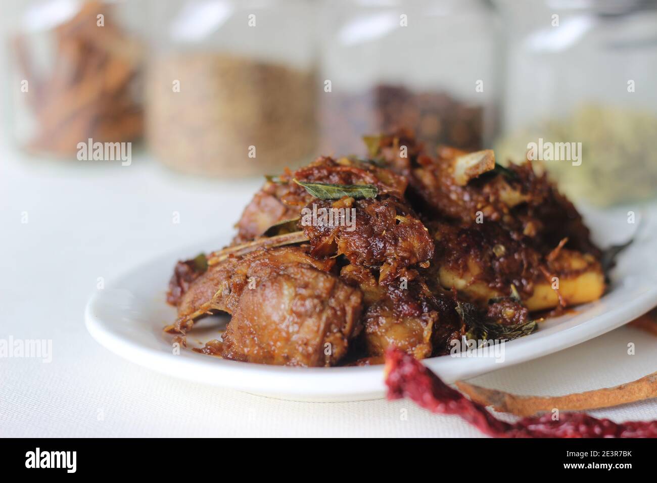 Spicy mutton roast prepared in Kerala style for special occasions like ...