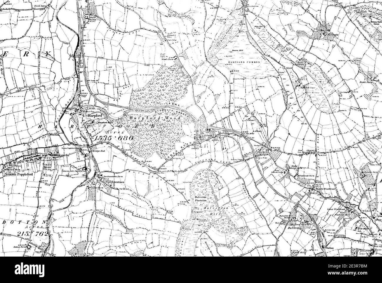 Map of Devon OS Map name 082-SW, Ordnance Survey, 1862-1898 Stock Photo ...