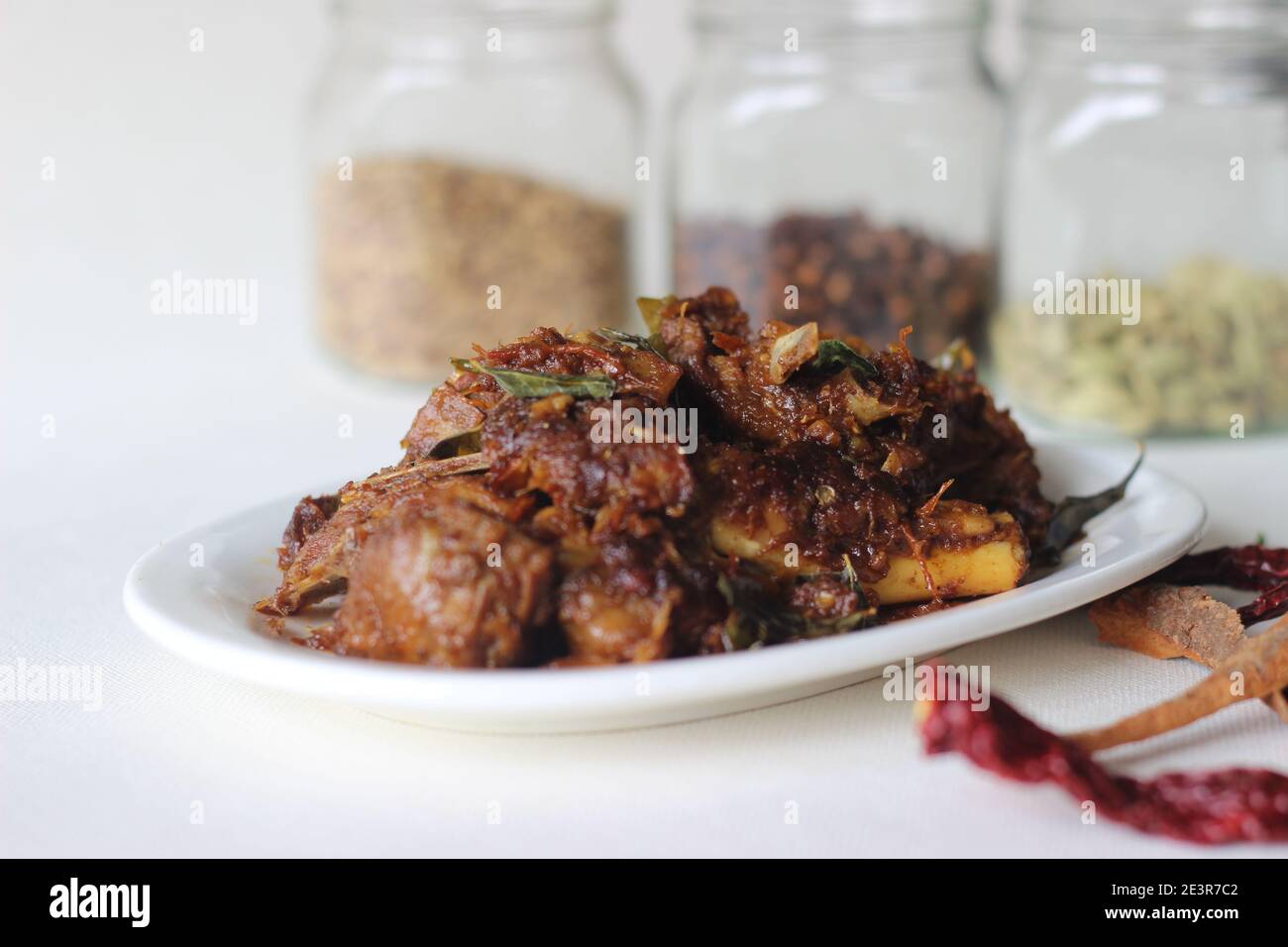 Spicy mutton roast prepared in Kerala style for special occasions like ...