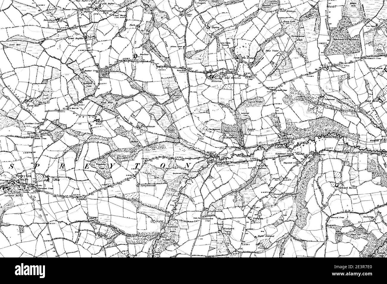 Map of Devon OS Map name 066-SW, Ordnance Survey, 1862-1898 Stock Photo ...