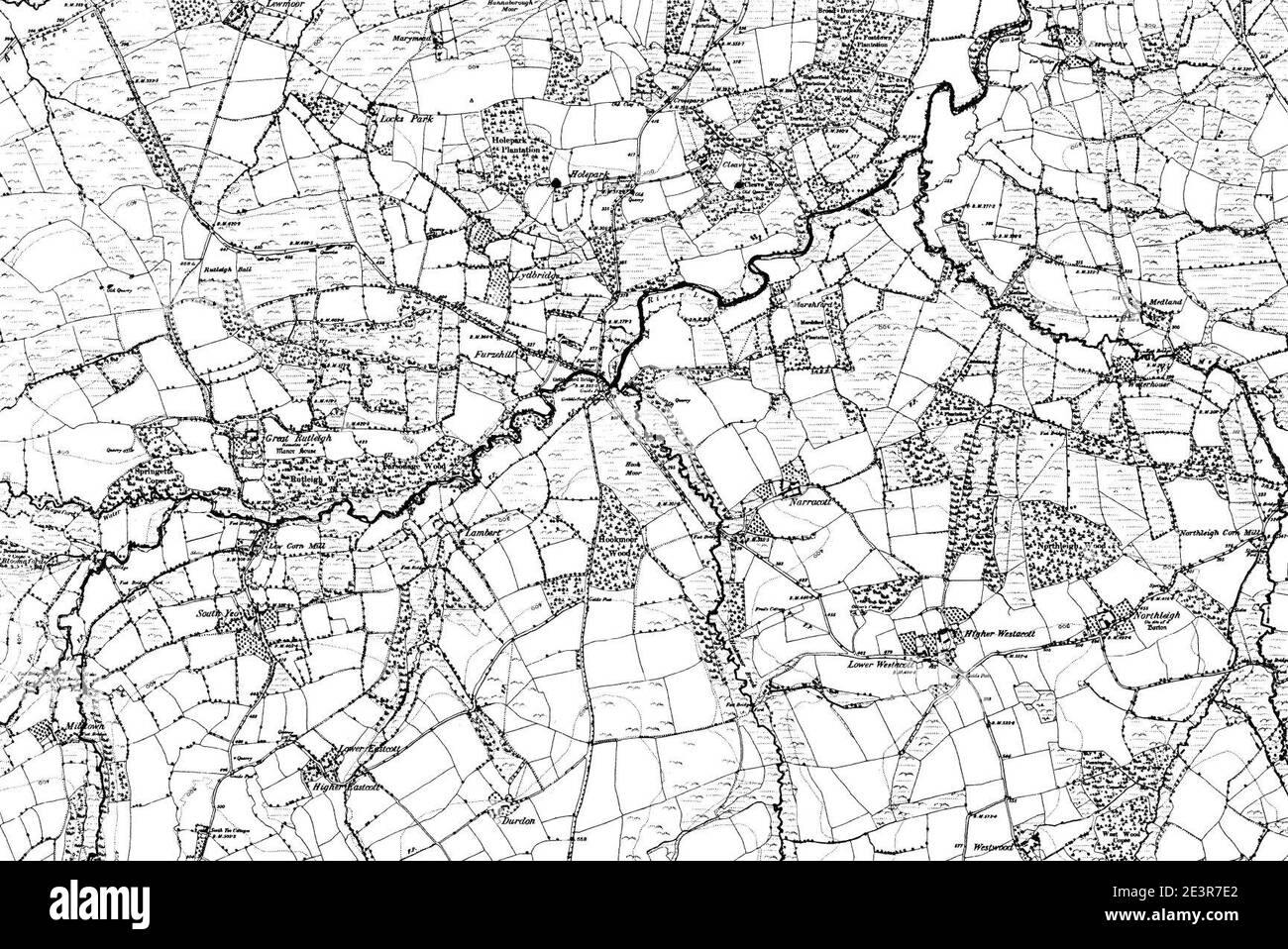 Map of Devon OS Map name 064-NW, Ordnance Survey, 1862-1898 Stock Photo ...