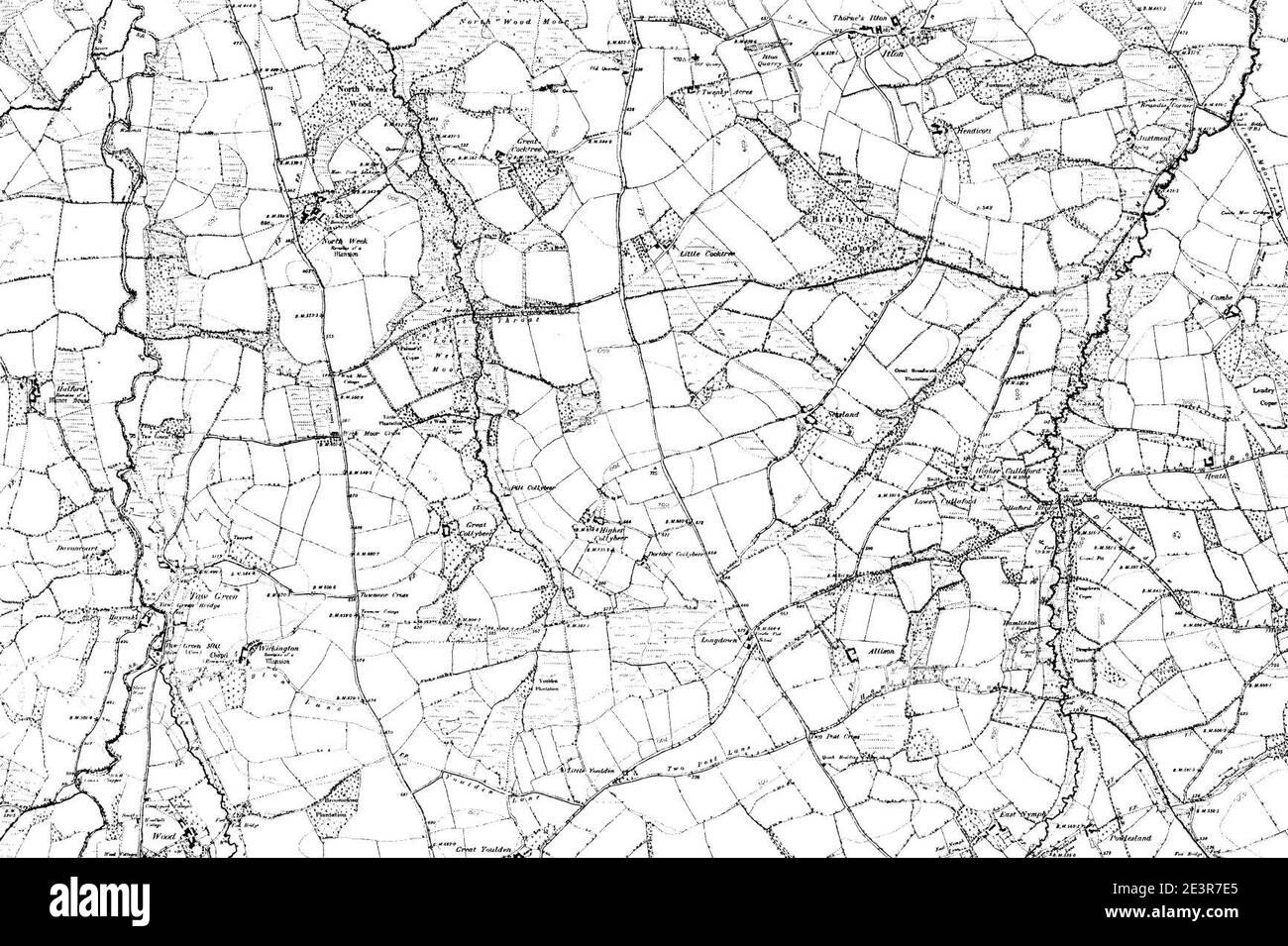 Map of Devon OS Map name 065-SE, Ordnance Survey, 1862-1898 Stock Photo ...