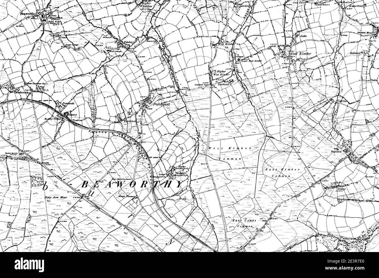 Map of Devon OS Map name 063-SE, Ordnance Survey, 1862-1898 Stock Photo ...