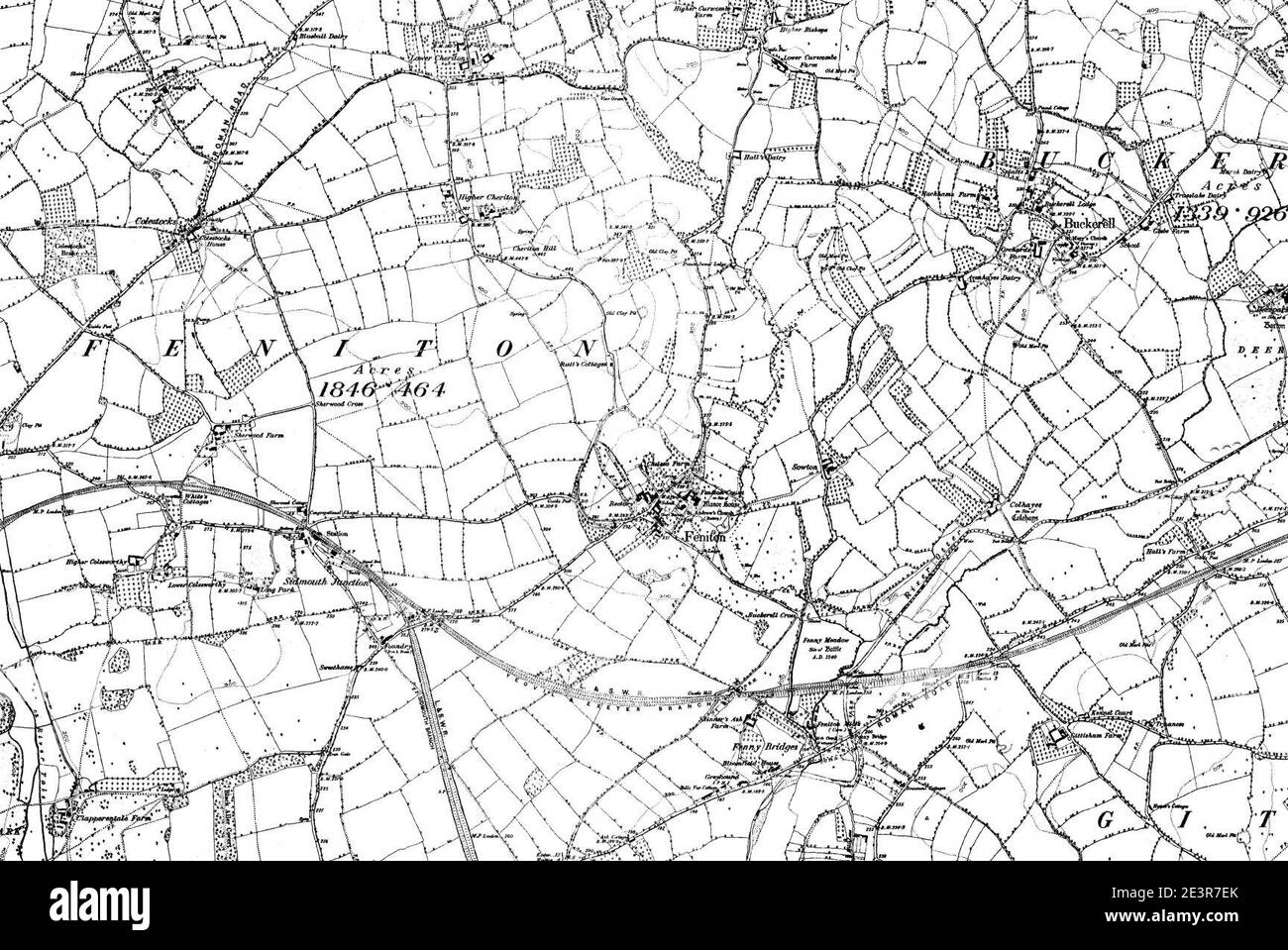 Map of Devon OS Map name 070-NW, Ordnance Survey, 1862-1898 Stock Photo ...