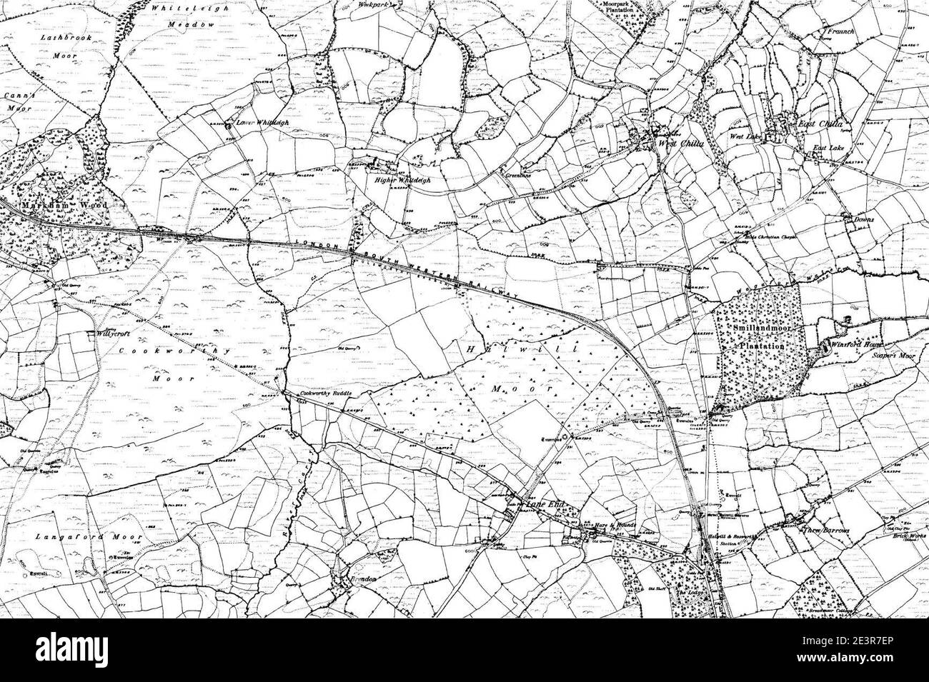 Map of Devon OS Map name 063-NW, Ordnance Survey, 1862-1898 Stock Photo ...