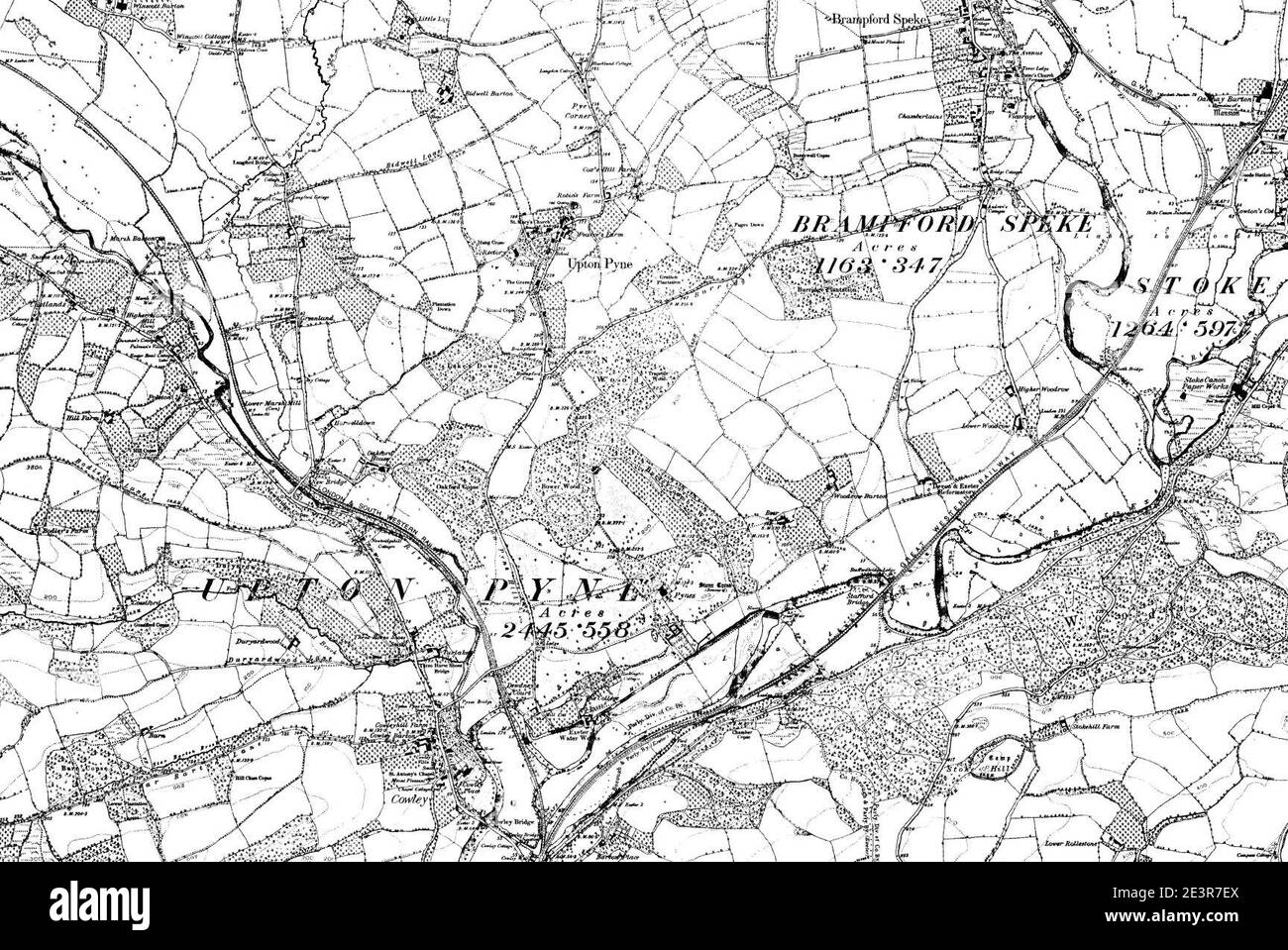 Map of Devon OS Map name 068-SW, Ordnance Survey, 1862-1898 Stock Photo ...