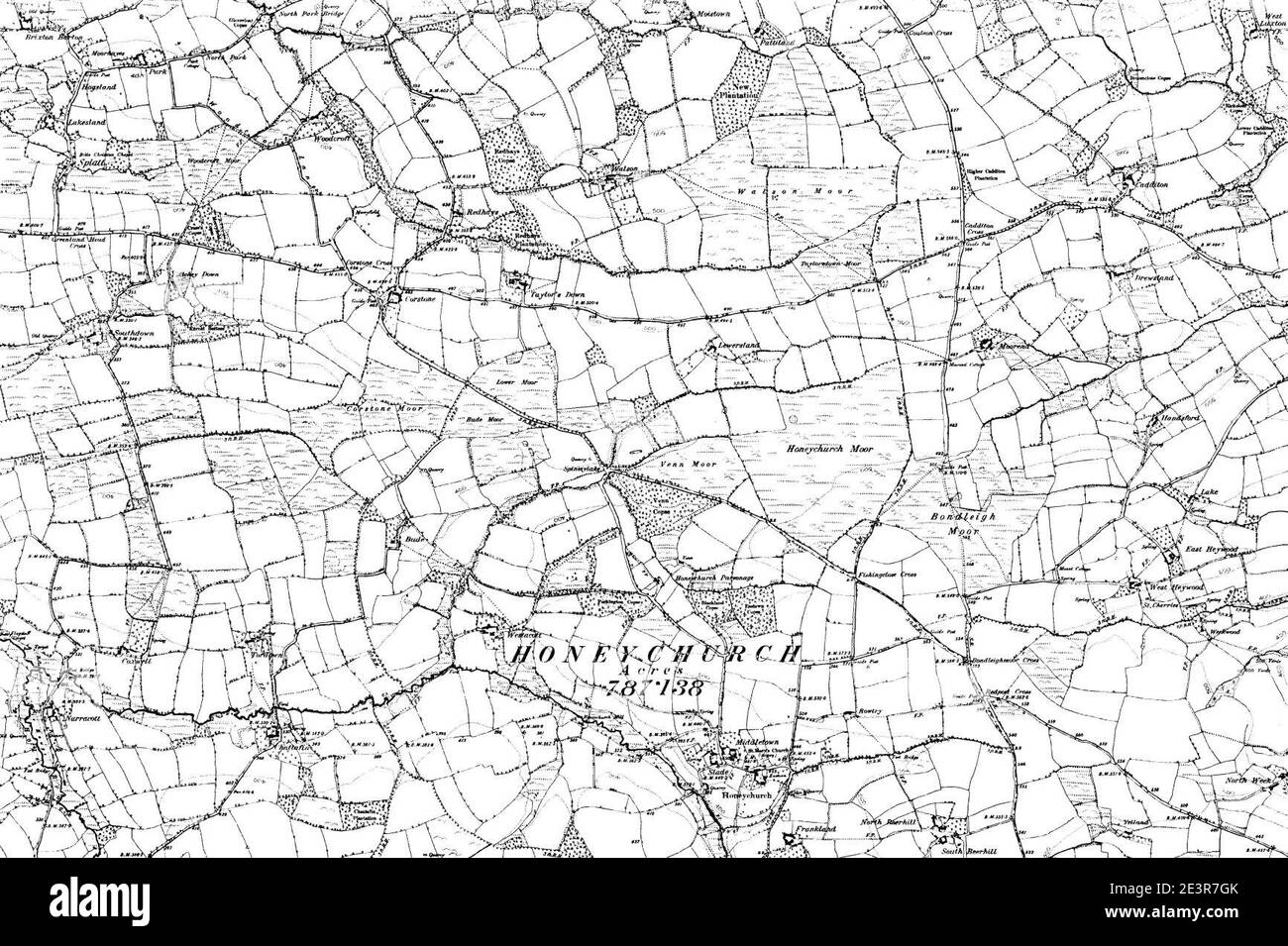 Map of Devon OS Map name 053-SW, Ordnance Survey, 1862-1898 Stock Photo ...