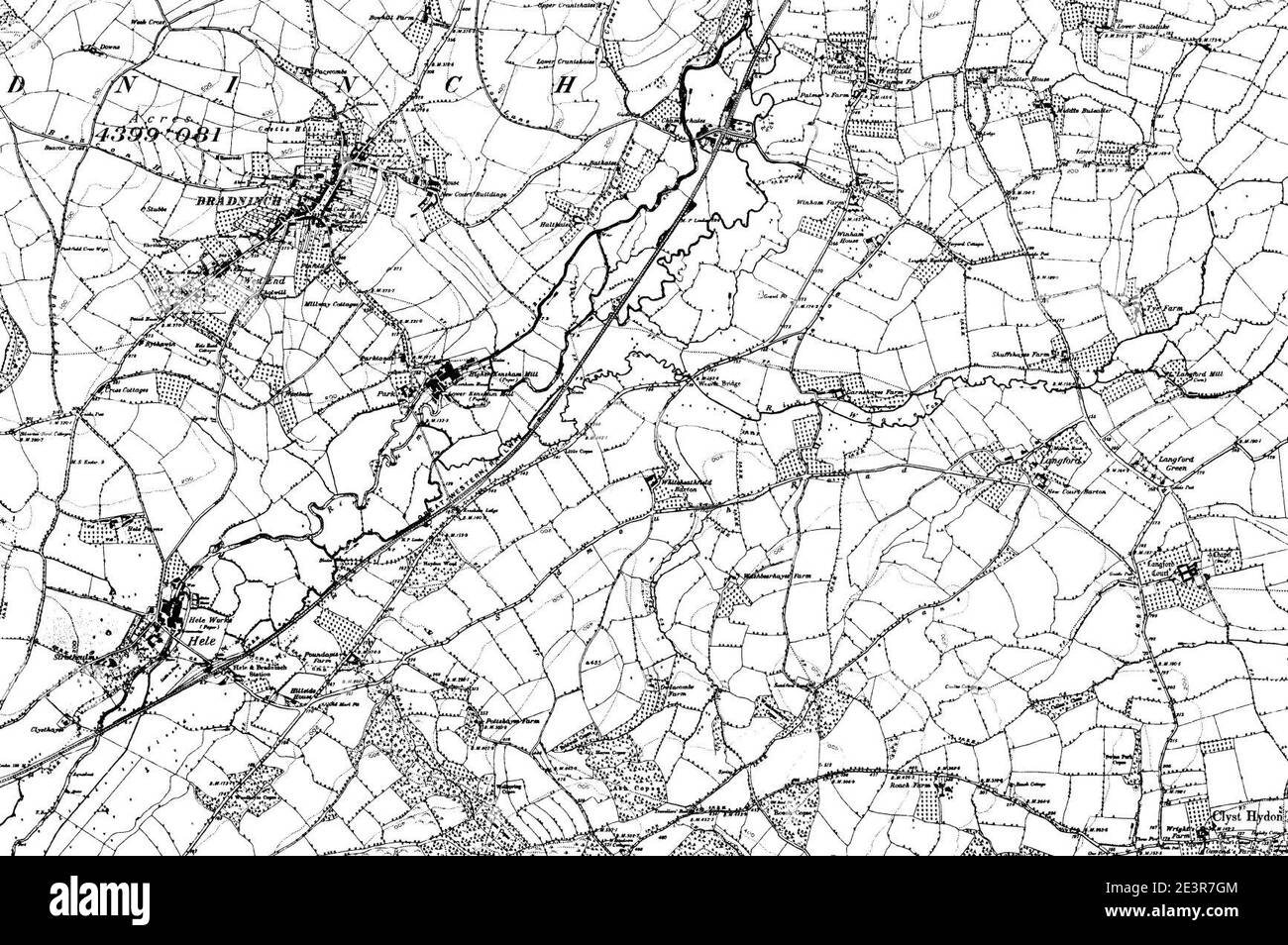 Map of Devon OS Map name 057-SW, Ordnance Survey, 1862-1898 Stock Photo ...