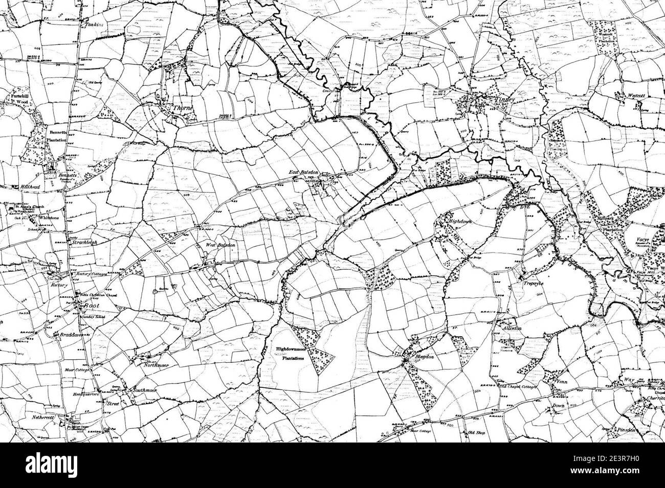 Map of Devon OS Map name 061-SE, Ordnance Survey, 1862-1898 Stock Photo ...