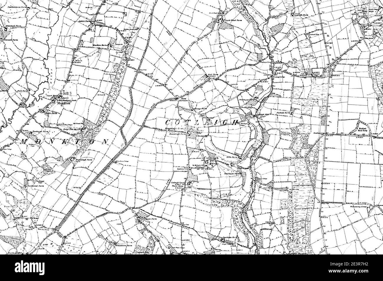 Map of Devon OS Map name 059-SW, Ordnance Survey, 1862-1898 Stock Photo ...