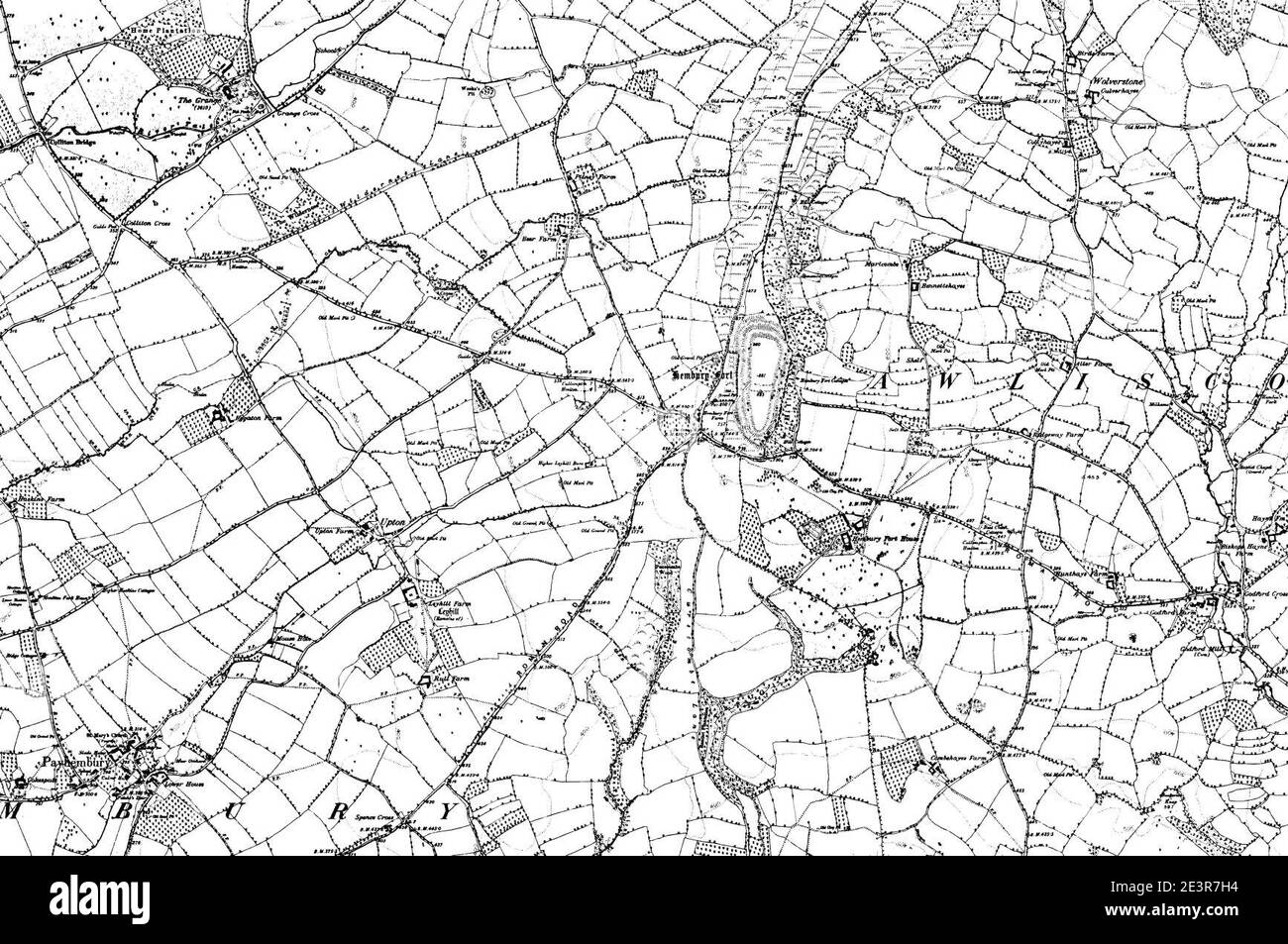 Map of Devon OS Map name 058-SW, Ordnance Survey, 1862-1898 Stock Photo ...