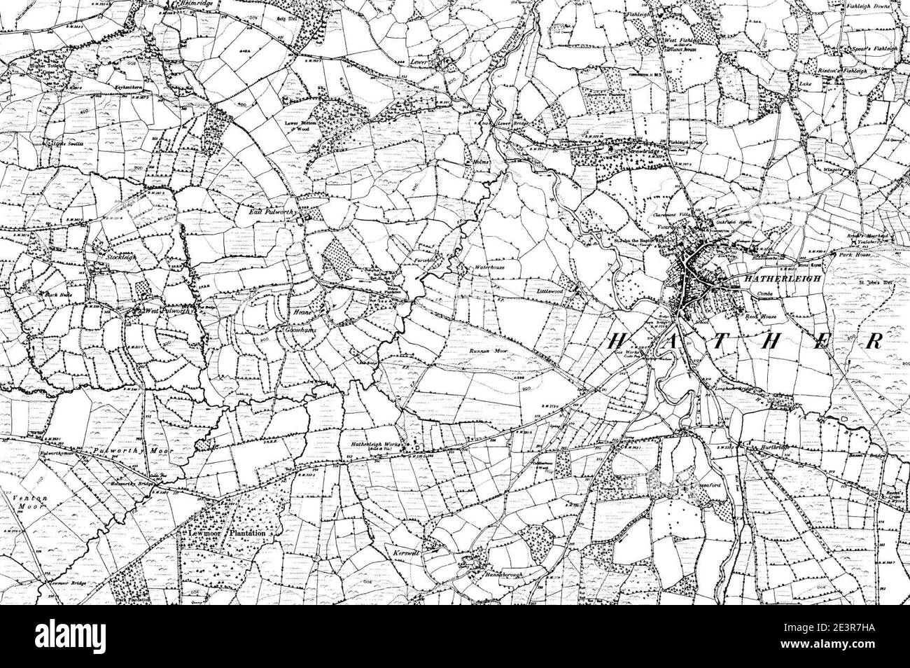 Map of Devon OS Map name 052-SW, Ordnance Survey, 1862-1898 Stock Photo ...